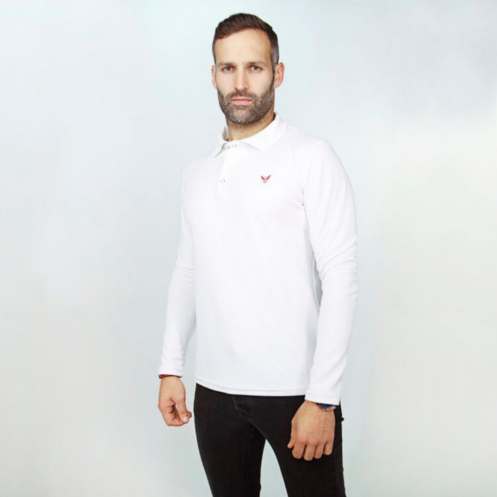 Polo BLANC homme - Manches longues