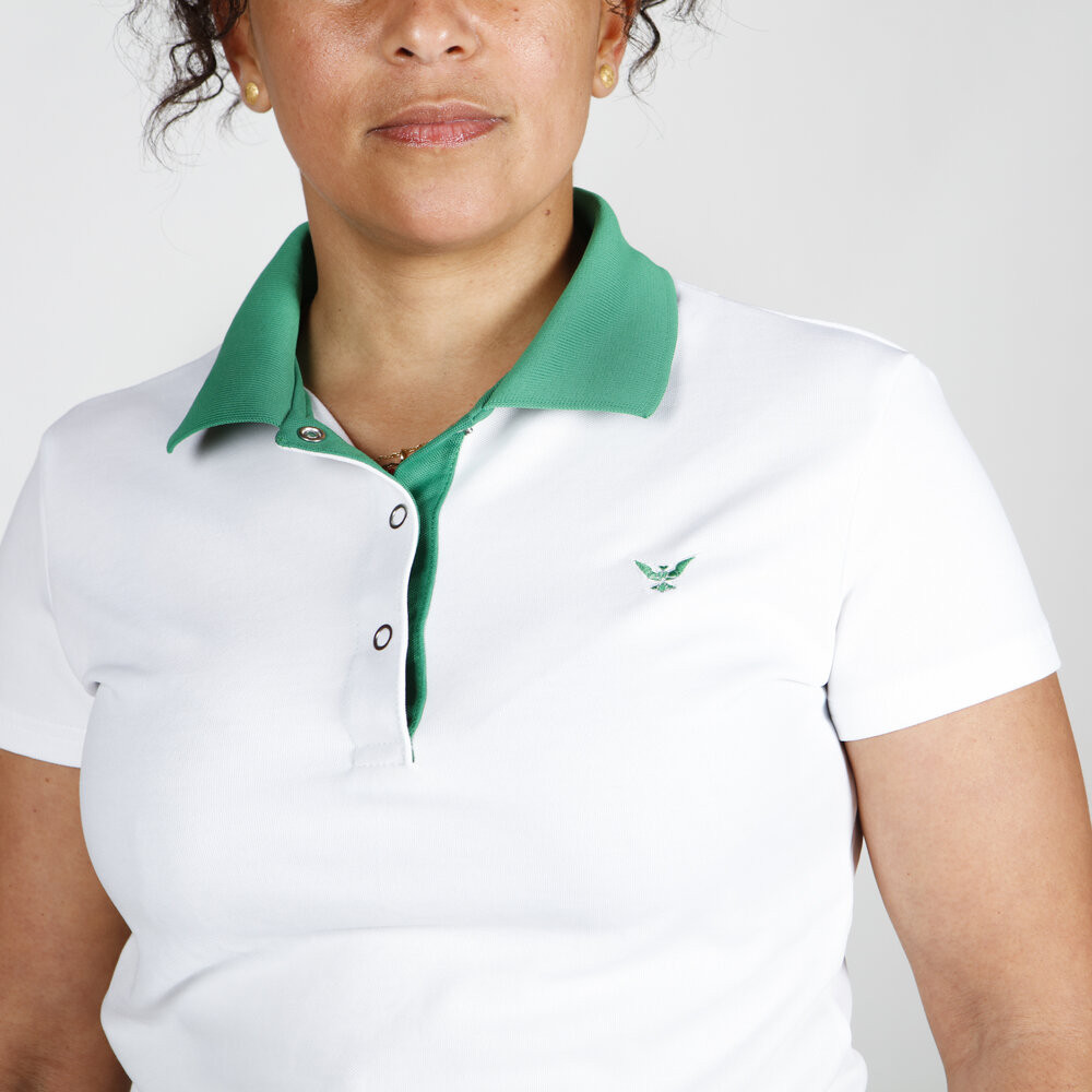 Polo VERT ET BLANC femme - Manches courtes